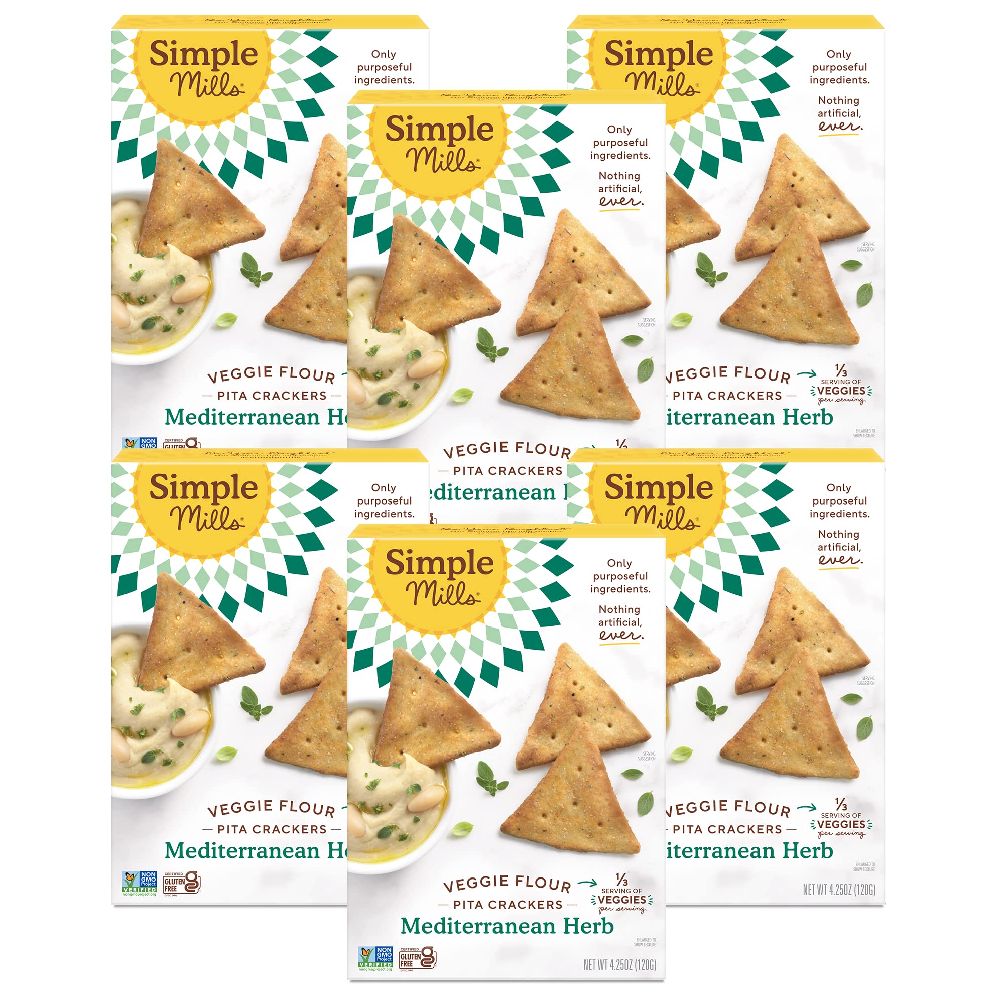 Simple Mills Vegetarian SCH4 Flour Pita Cookies, Mediterranean Herbs ...