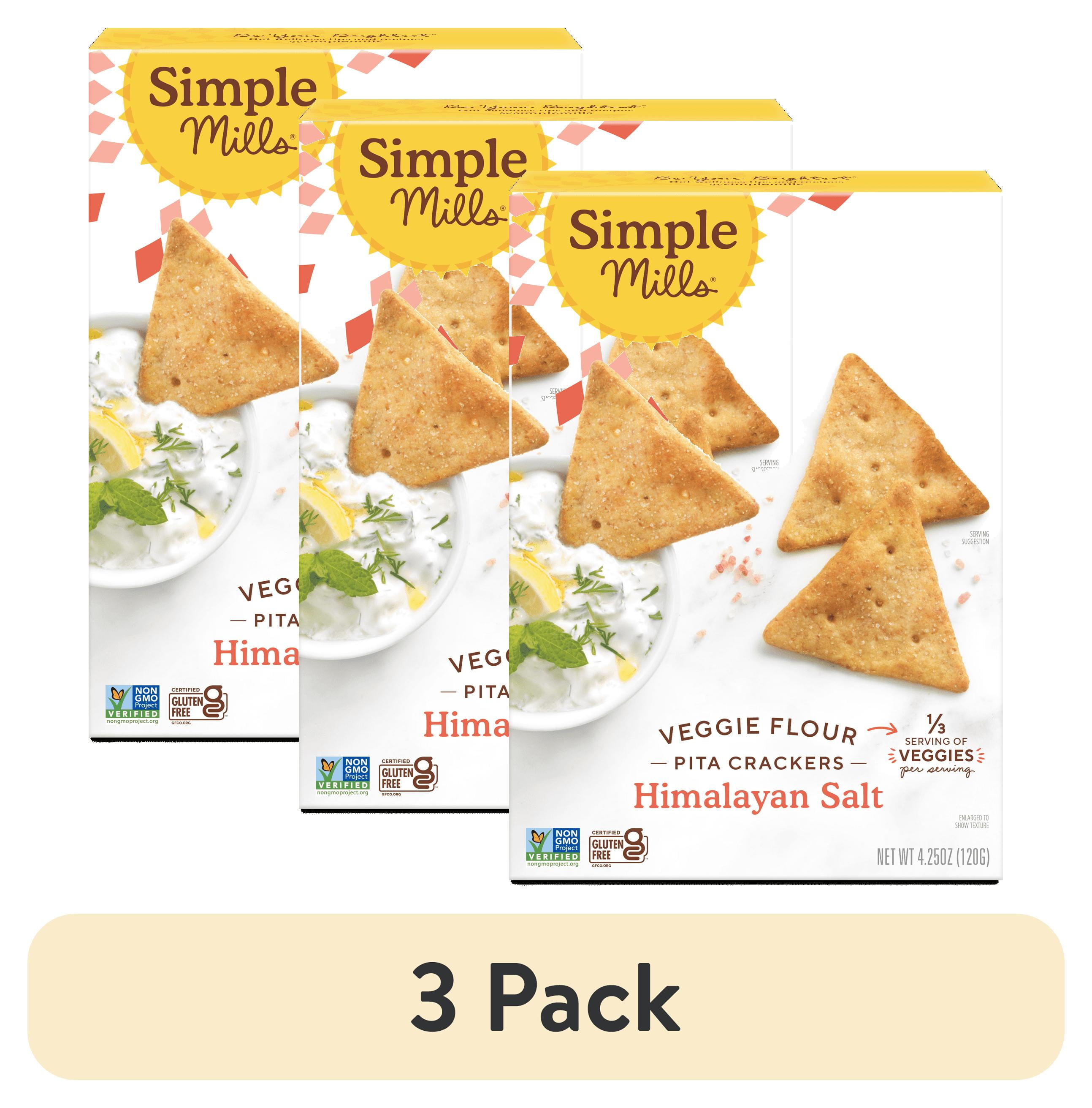 (3 pack) Simple Mills Veggie Flour Pita Crackers, Himalayan Salt ...