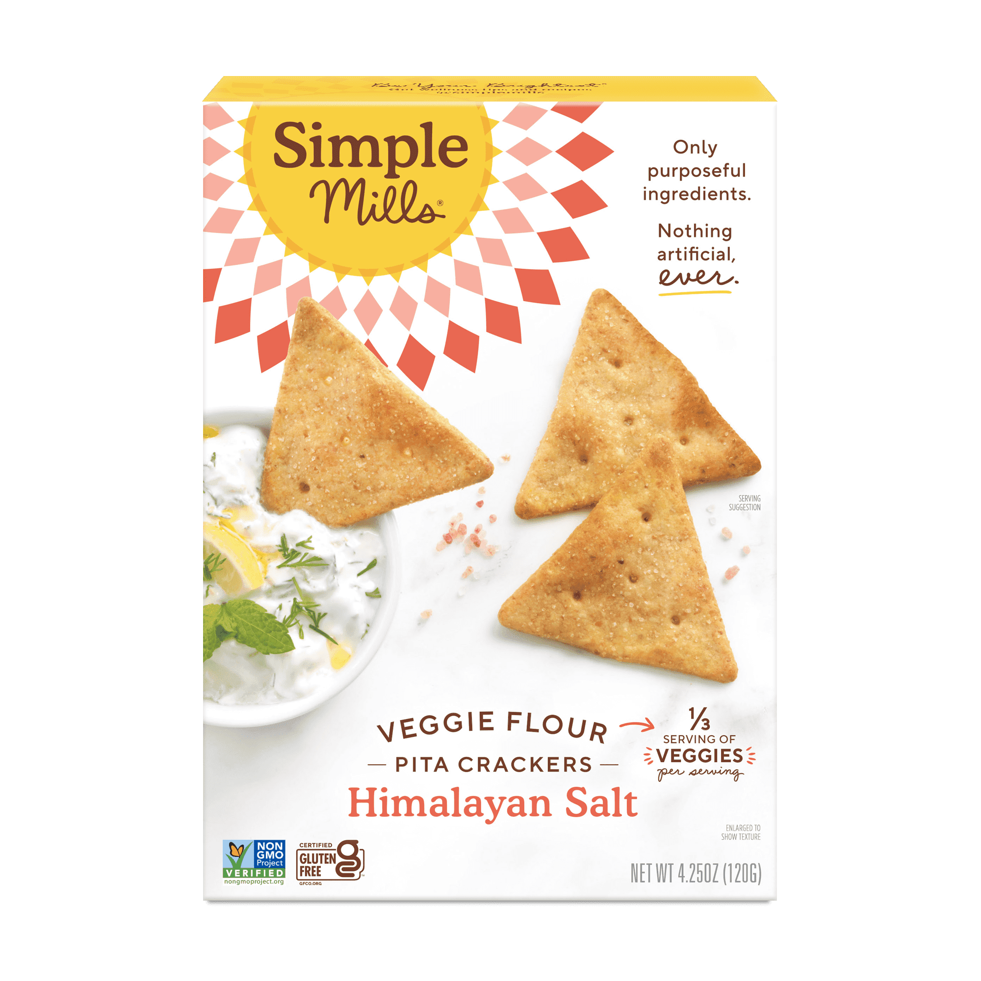 Simple Mills Veggie Flour Pita Crackers, Himalayan Salt, Gluten-Free ...
