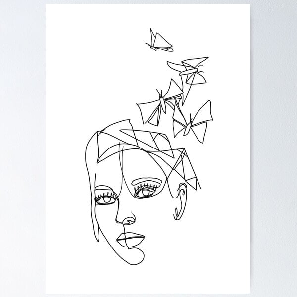 Simple And Minimal One Line Art Face. Continuous Line Drawing ...