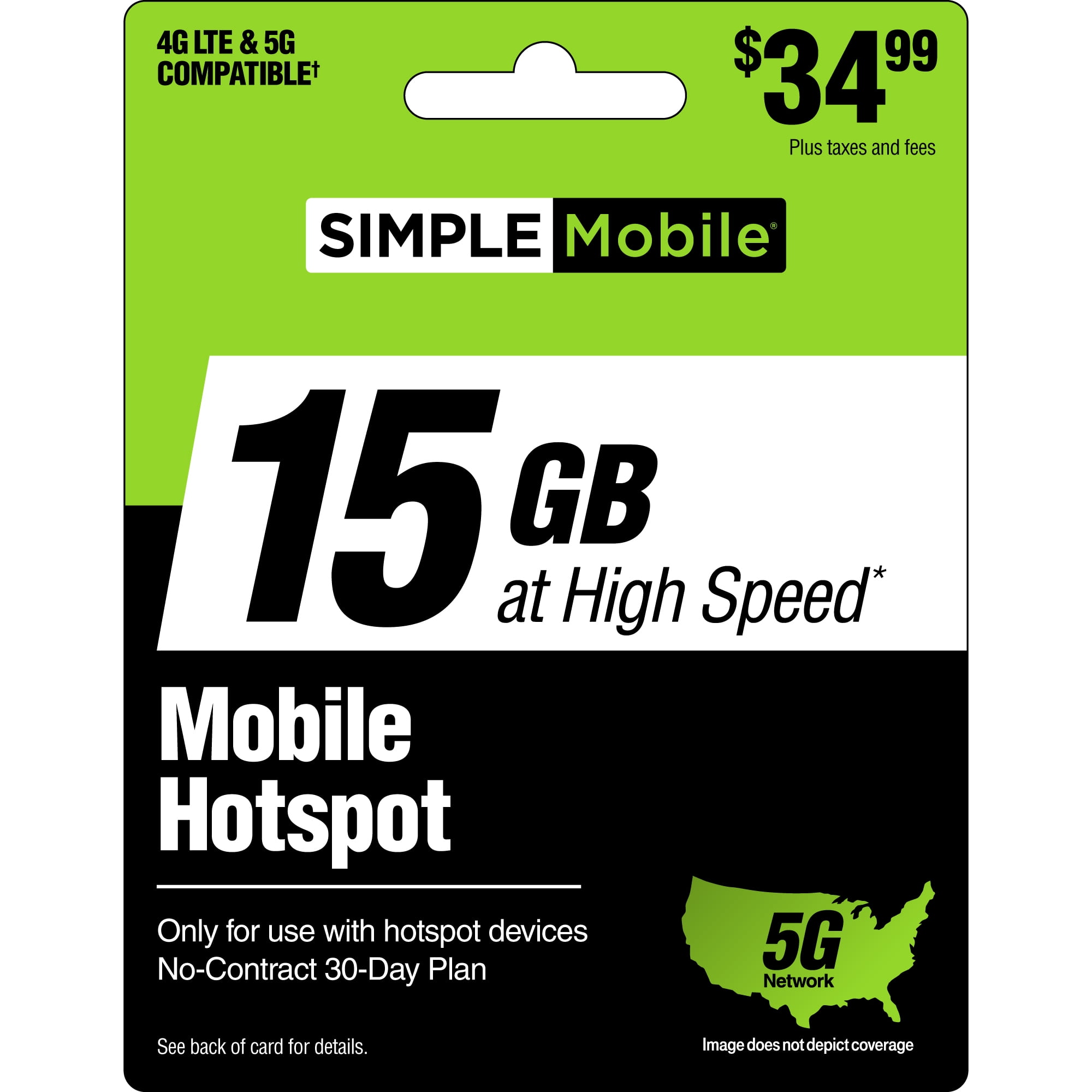 Simple Mobile $34.99 Hotspot 15GB Data 30 Day Plan Direct Top Up ...