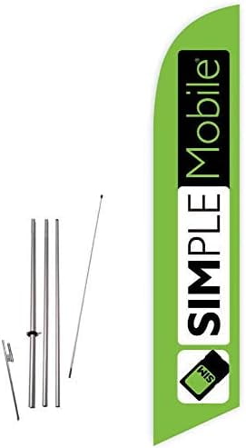 Simple Mobile (Green) Feather Flag with Complete 15ft Pole kit and ...
