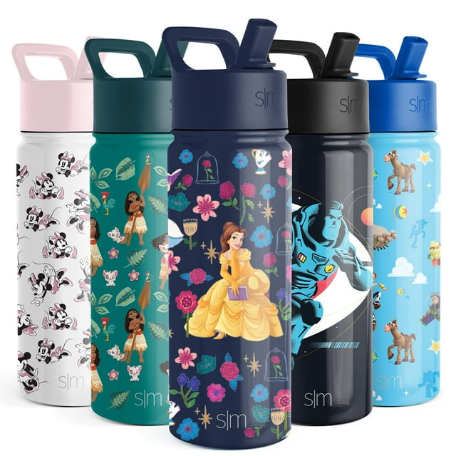 Simple Modern Disney Princess Kids Water Bottle with Straw Lid | Reusable Insulated Stainless ...