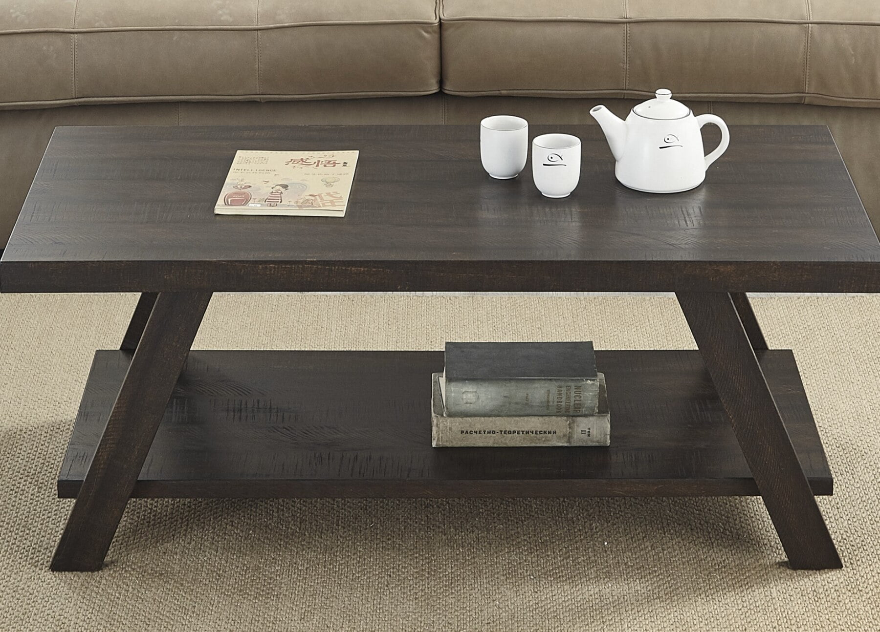 Simple Modern Open Design Rectangular Center Table with Storage Shelf ...
