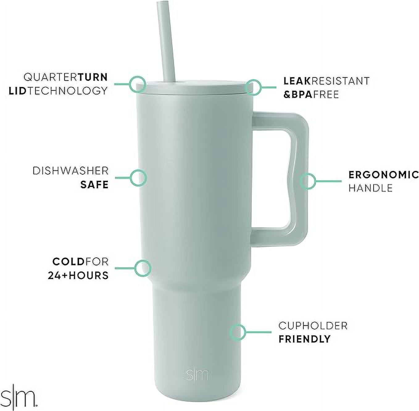 Simple Modern Trek 40oz Stainless Steel Lidded Tumbler Powder Coat Sage ...
