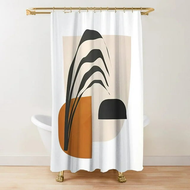Simple Morandi Abstract Art Shower Curtain Waterproof Polyester Fabric