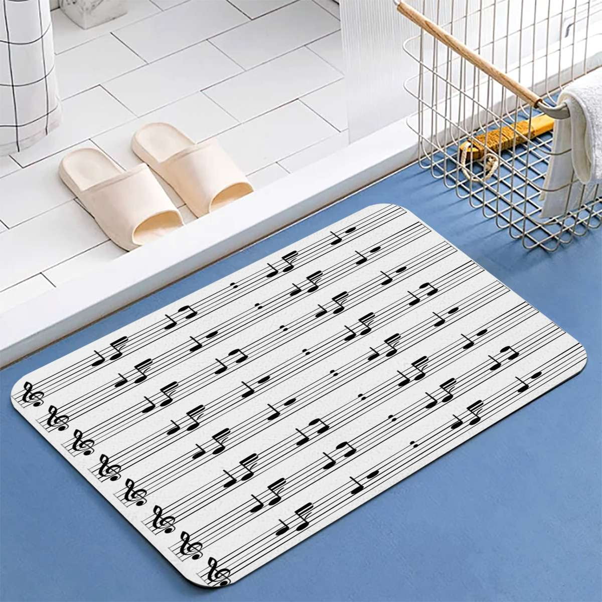 Simple Musical Notation Diatomite Bath Mats Bathroom Absorbent Anti ...