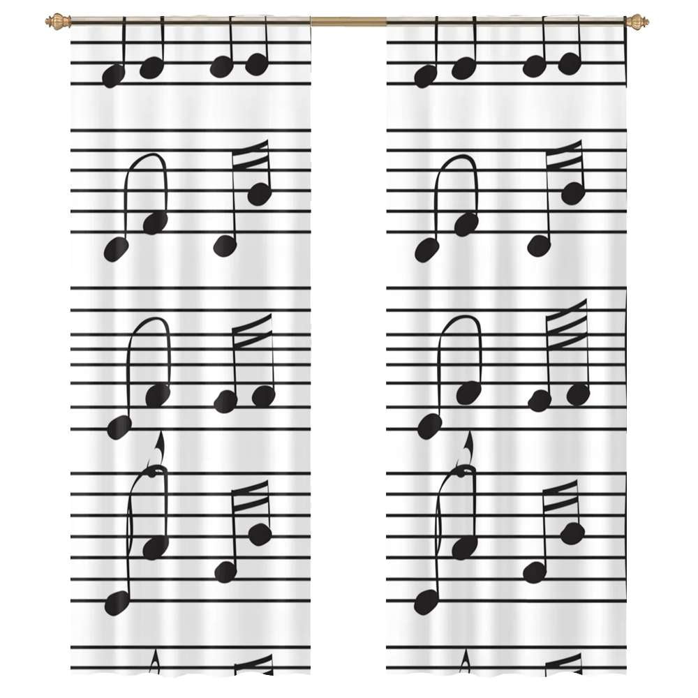 Simple Musical Notation Modern Tulle Window Curtains for Living Room ...