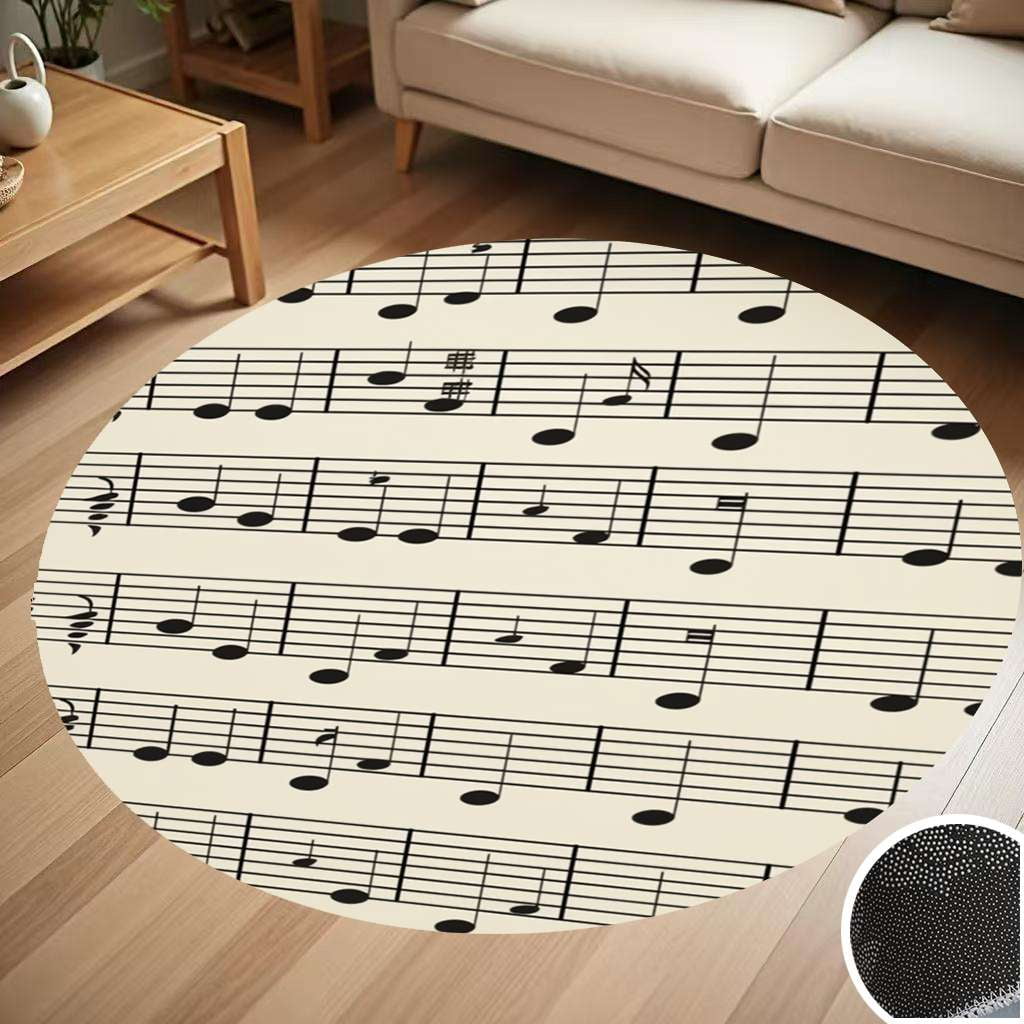 Simple Musical Notation Round Carpet Living Room Bedroom Home ...