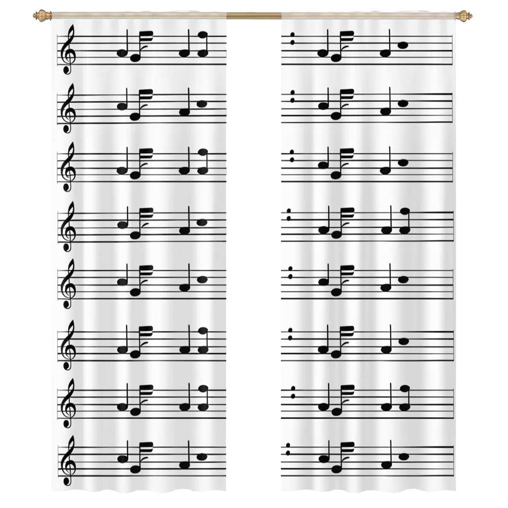 Simple Musical Notation Sheer Voile Curtain Window Tulle Curtains For ...