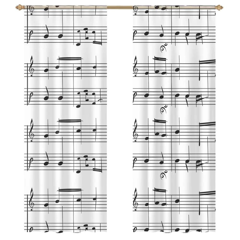 Simple Musical Notation Sheer Window Curtains for Living Room Kitchen ...
