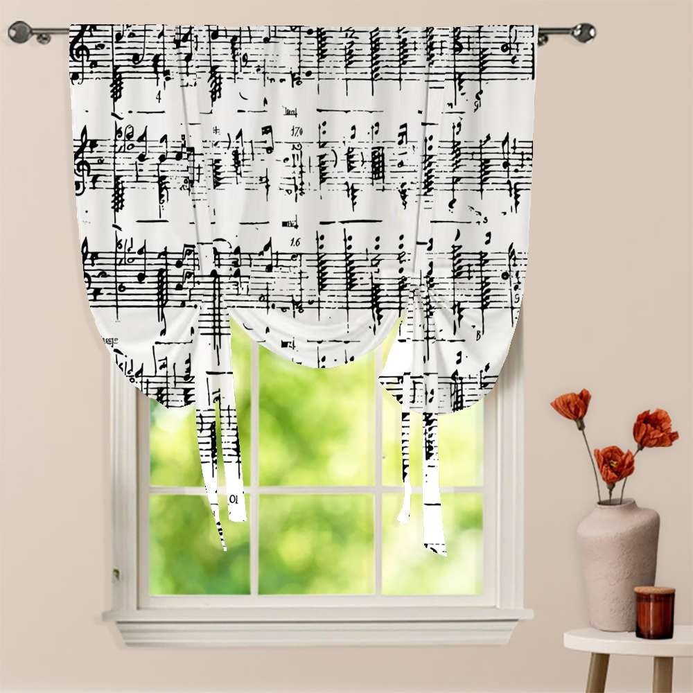 Simple Musical Notation Window Curtain for Living Room Roman Curtain ...
