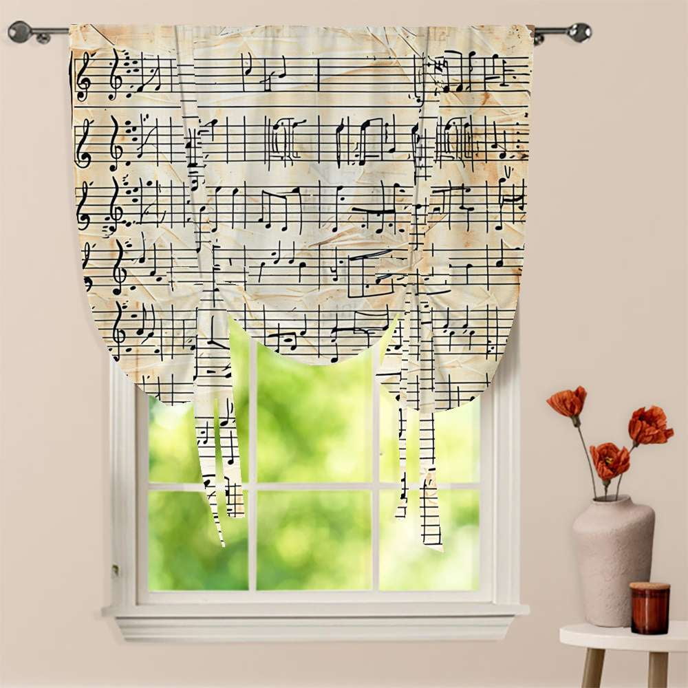 Simple Musical Notation Window Curtain for Living Room Roman Curtain ...