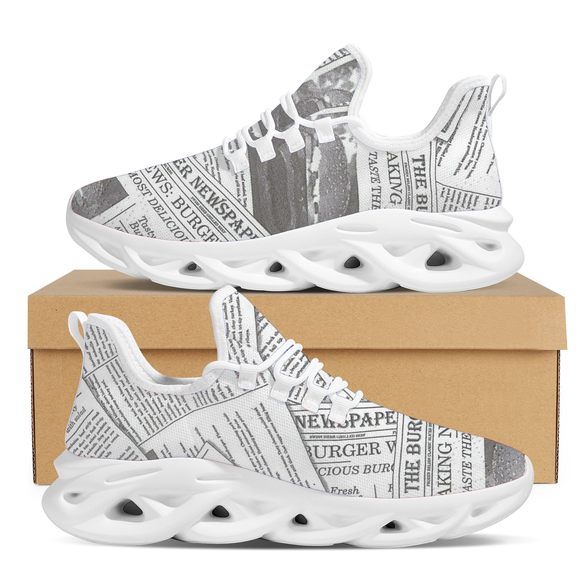 Simple Newspaper Print Platform Blade Shoes Tennis Brand Sneakers WoMen ...