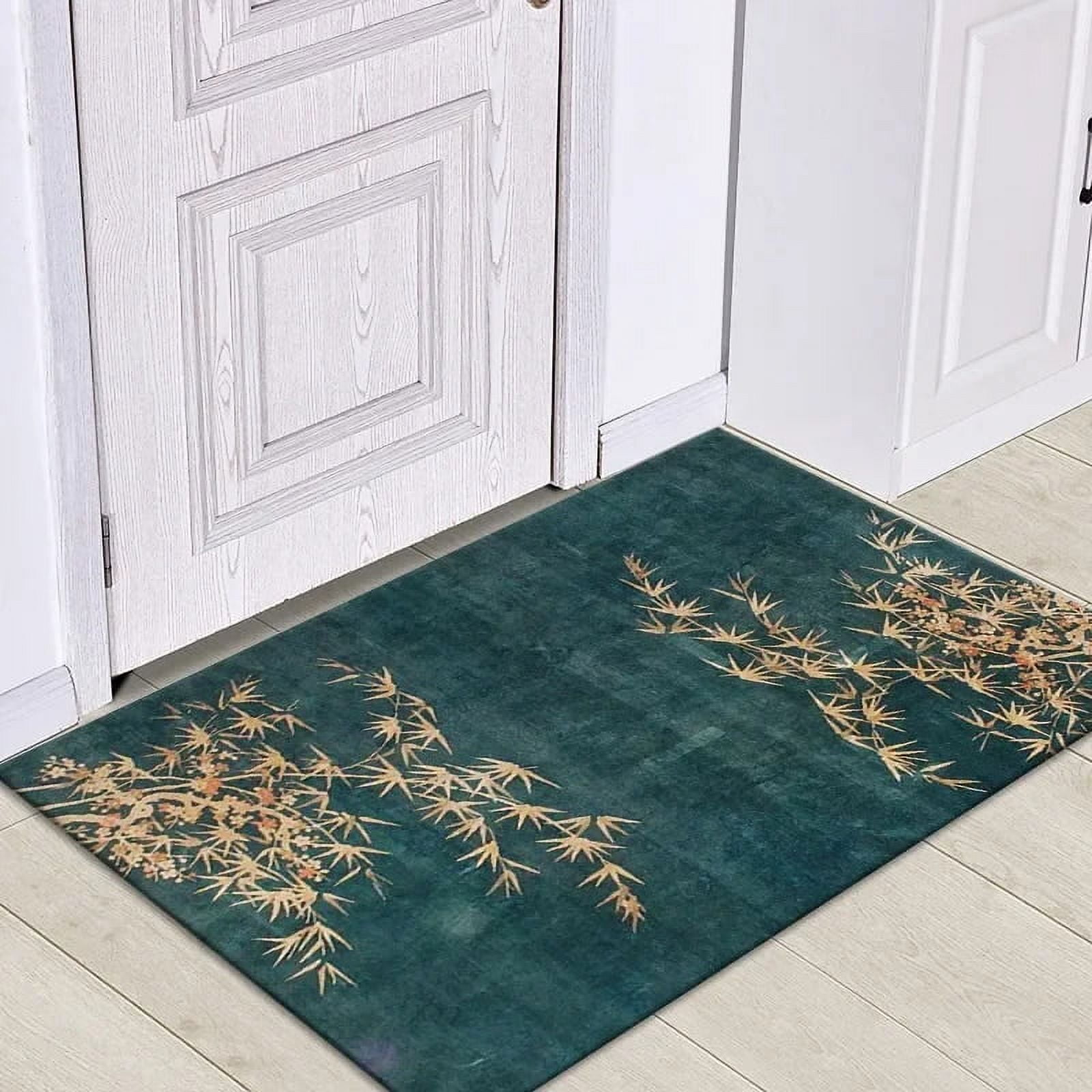 Simple Nordic Leaf Feather Carpet Tropical Plants Rugs Kitchen Bathroom ...