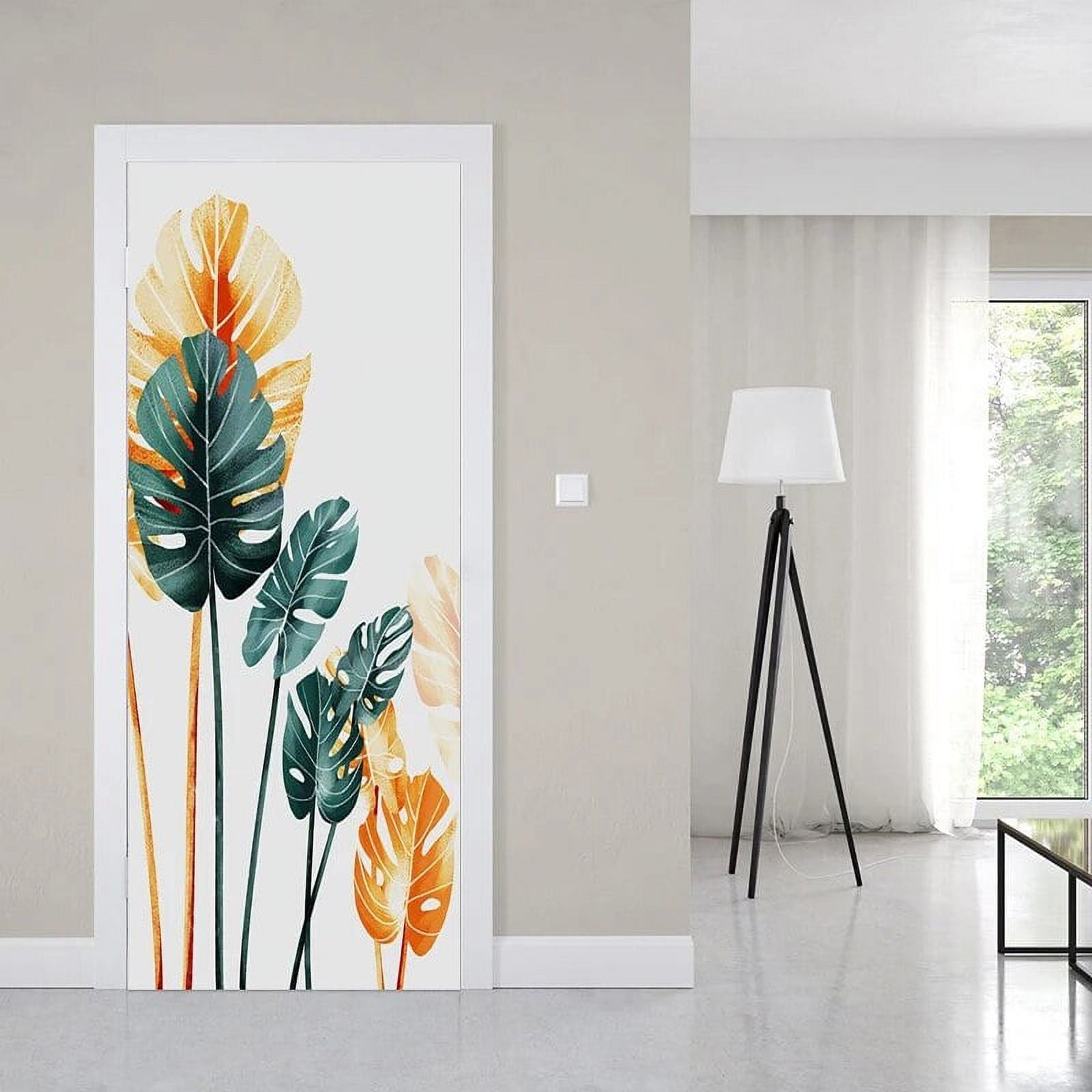 Simple Nordic style green leaf pattern door stickers Home hallway ...