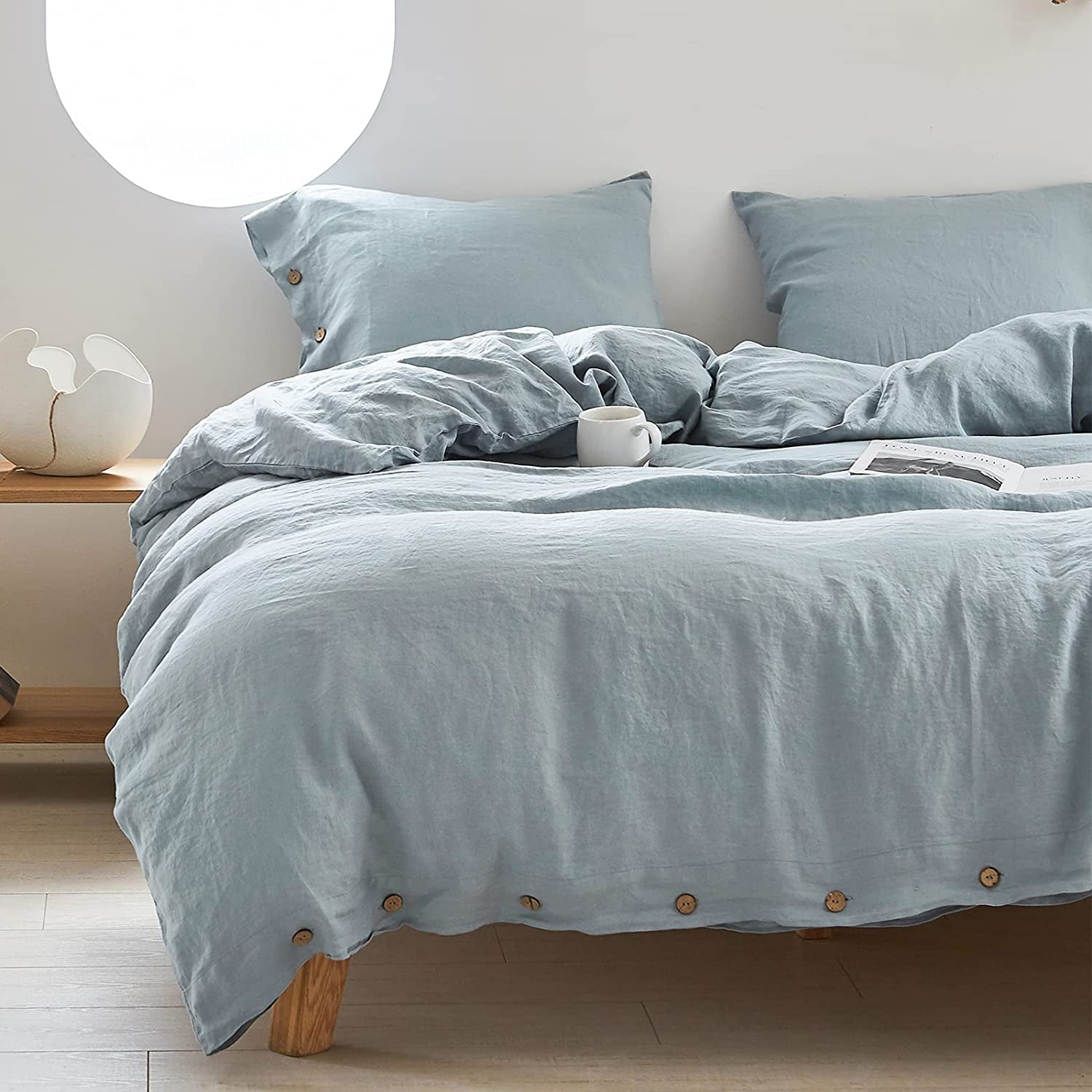 Simple&Opulence 100% Belgian Flax Linen Duvet Cover Full Size -3 Pieces ...