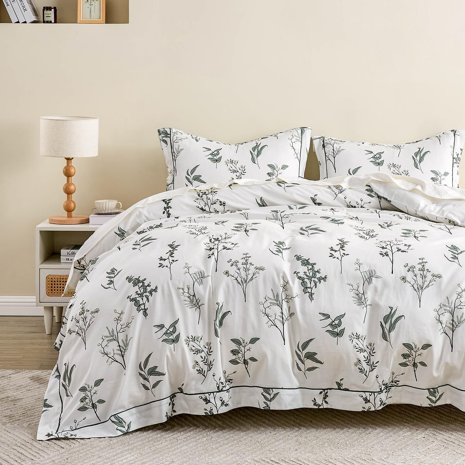 Simple&Opulence 100% Cotton Duvet Cover Set Queen Size, 3Pcs White ...