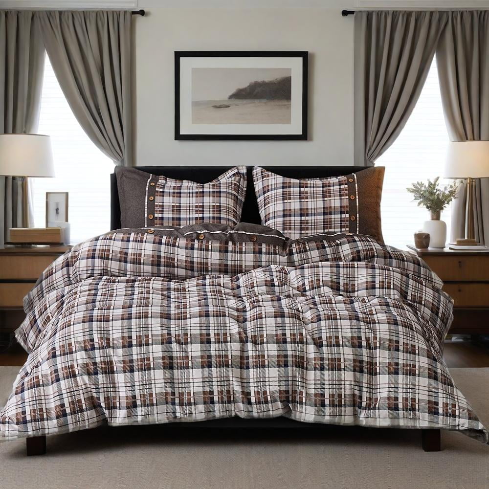 Simple&Opulence 100% Cotton Buffalo Check Plaid Printed Duvet Cover Set ...