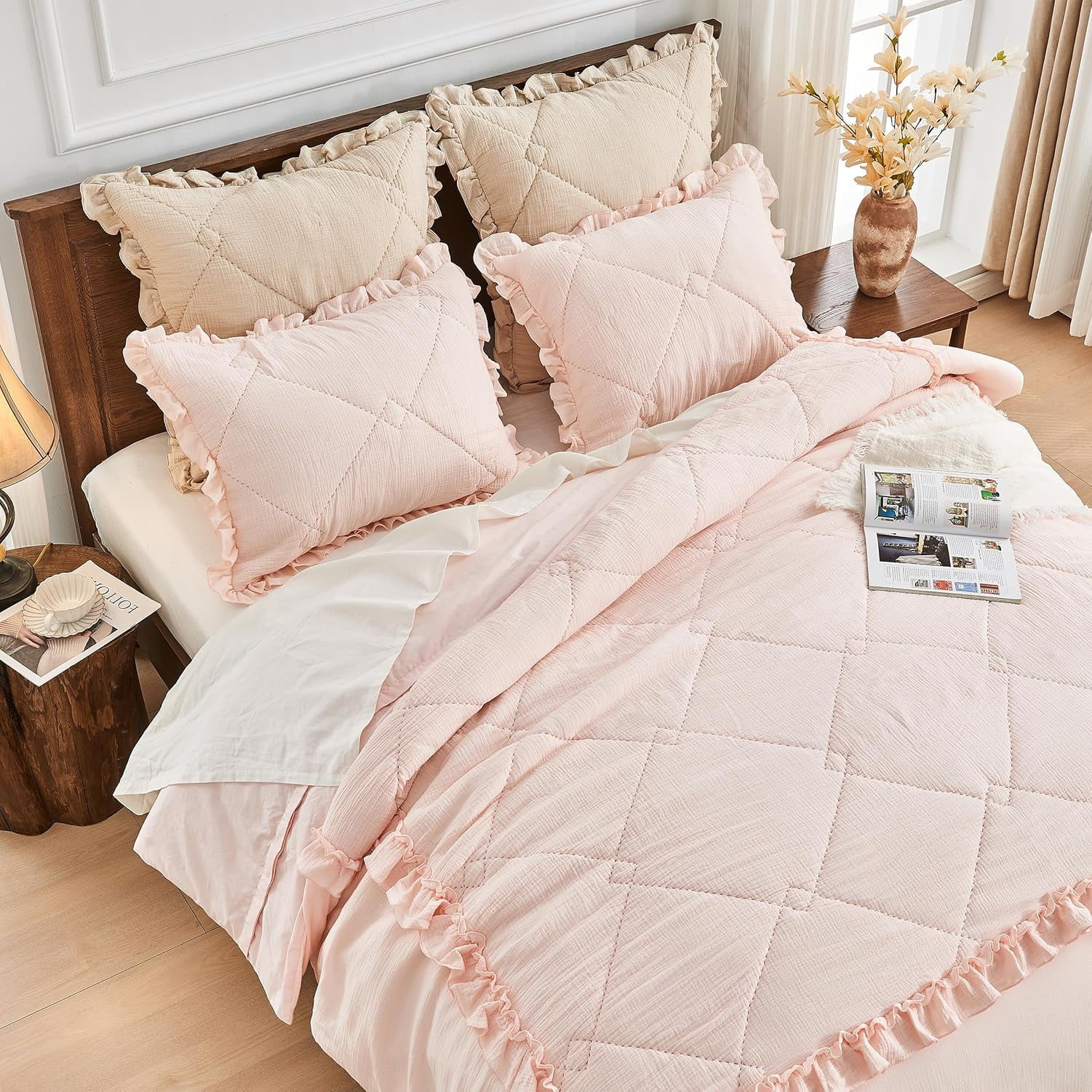 Simple&Opulence 100% Cotton Muslin Duvet Cover Set, 3 PCS Gauze Shabby ...