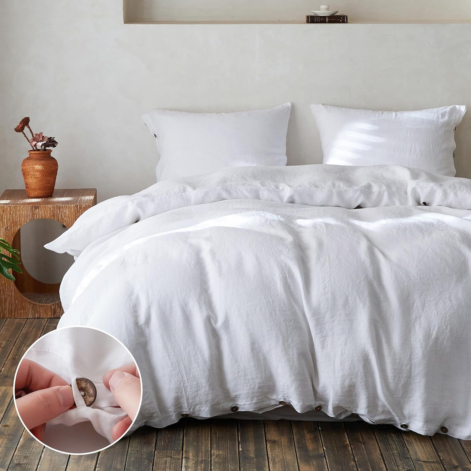 Simple&Opulence 100% Linen Duvet Cover Set,2 Pieces Belgian Flax ...