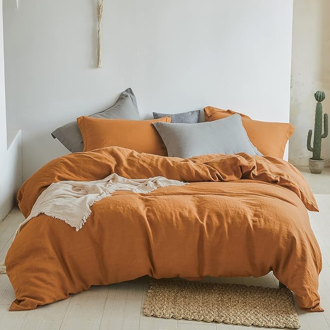 Simple&Opulence 100% Linen Duvet Cover Set 3pcs Natural French Basic ...