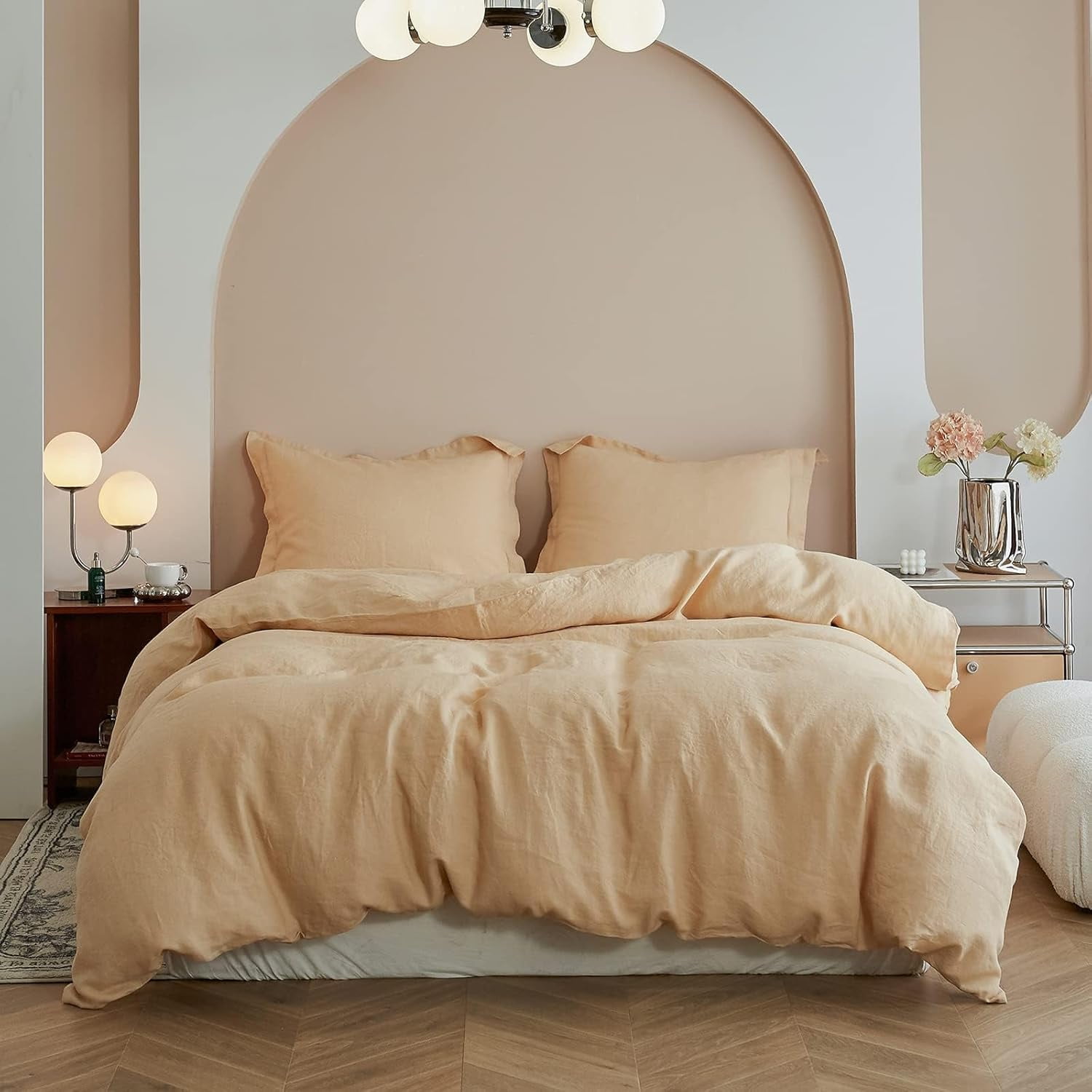 Simple&Opulence 100% Linen Duvet Cover Set with Washed-French Flax-3 ...