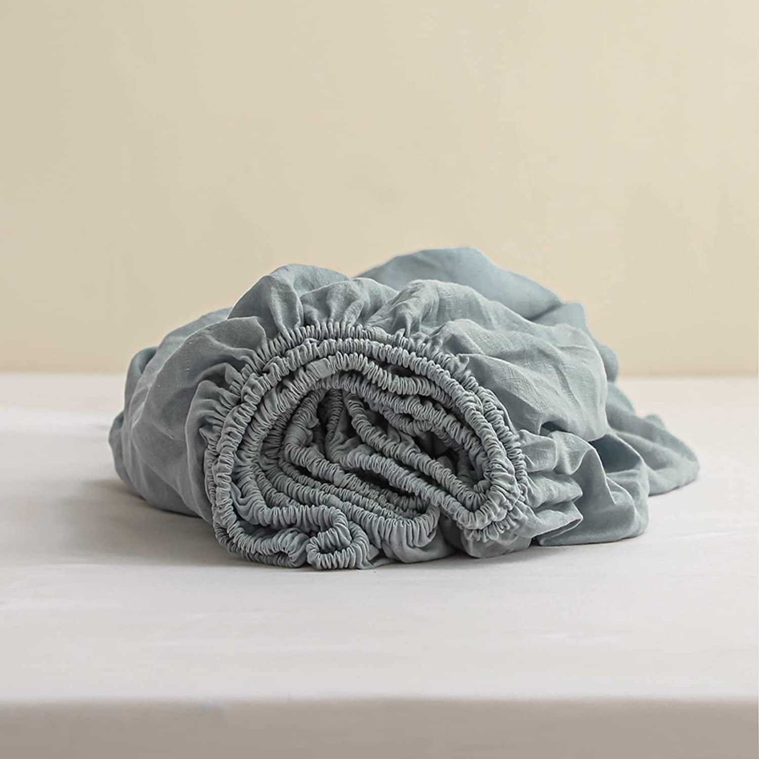 Simple&Opulence 100% Linen Fitted Sheet Full(1 Piece), 14 Inch Deep ...