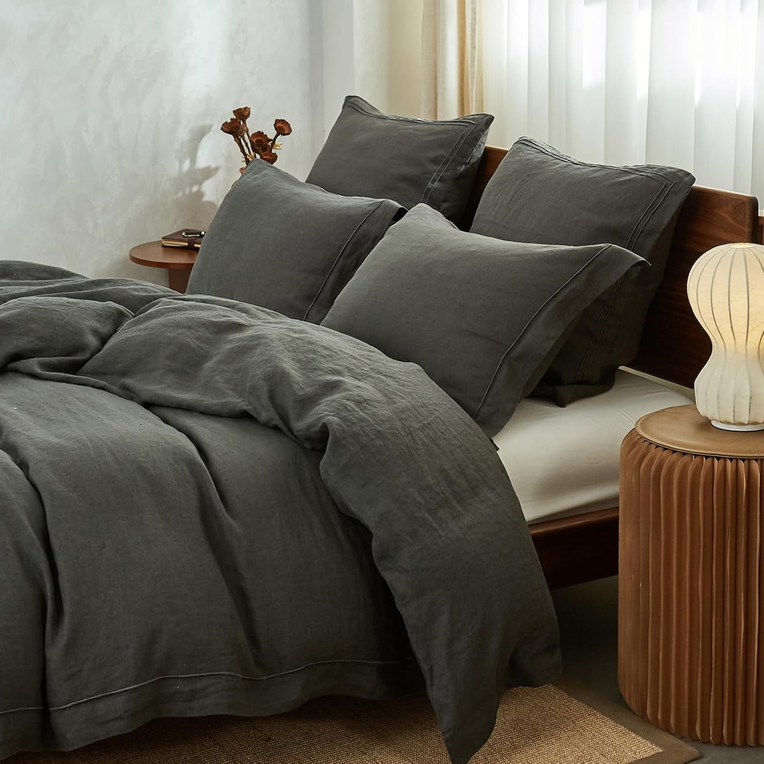 Simple&Opulence 100% Washed Linen Duvet Cover Set 2 Pieces Farmhouse ...