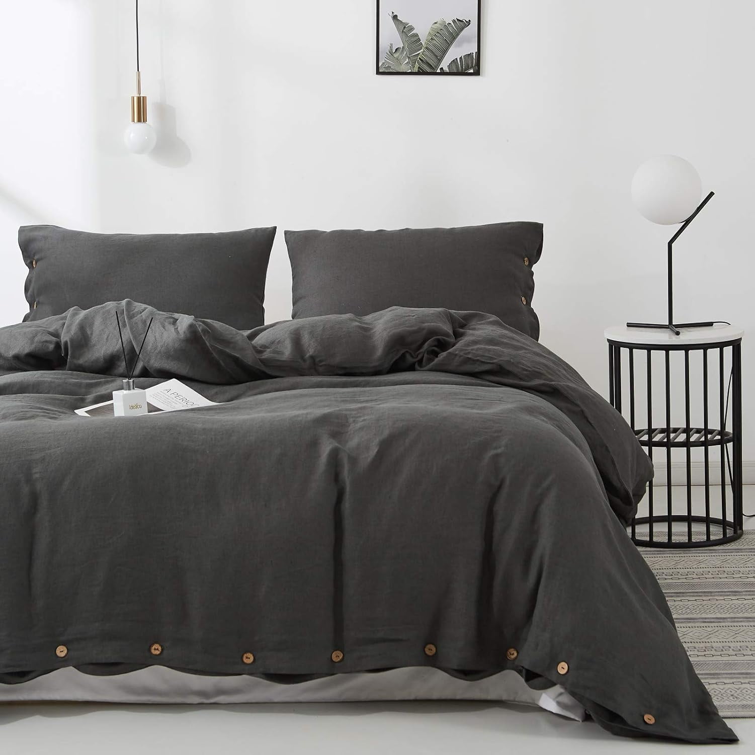 Simple&Opulence 100% Washed Linen Duvet Cover Set-Soft Natural Flax ...