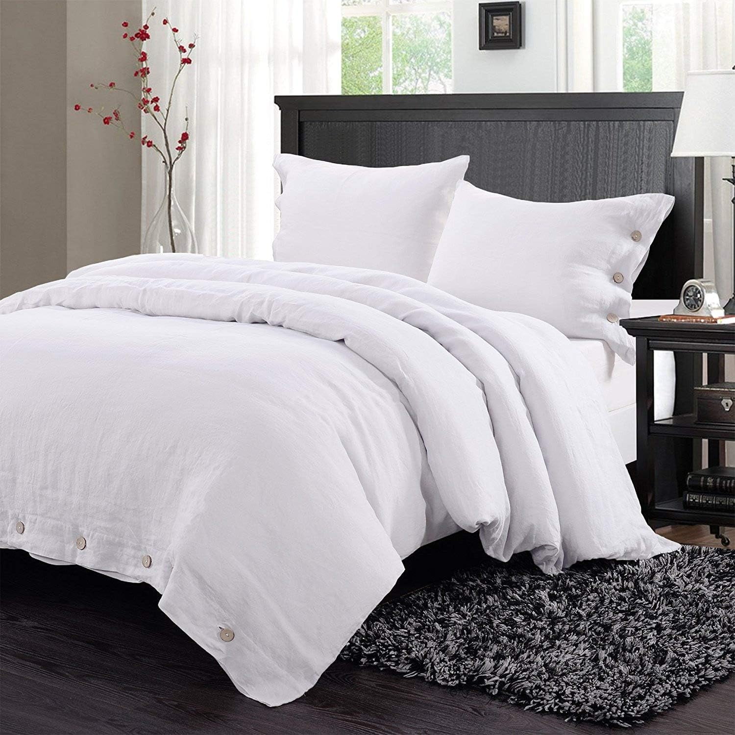 Simple&Opulence 100% Washed Linen Duvet Cover Twin Size -2 Piece ...