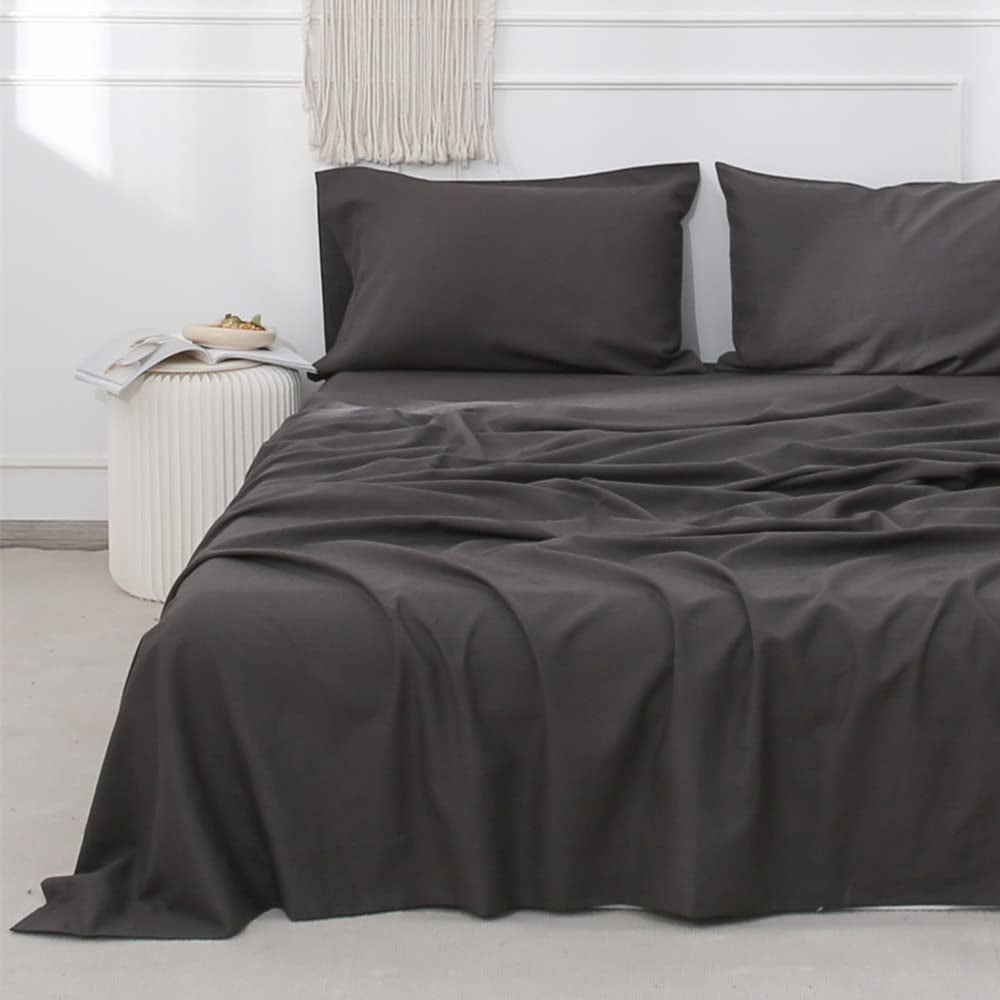 Simple&Opulence Linen Sheet Set-Linen Cotton Blend Bedding set-3 Pieces ...