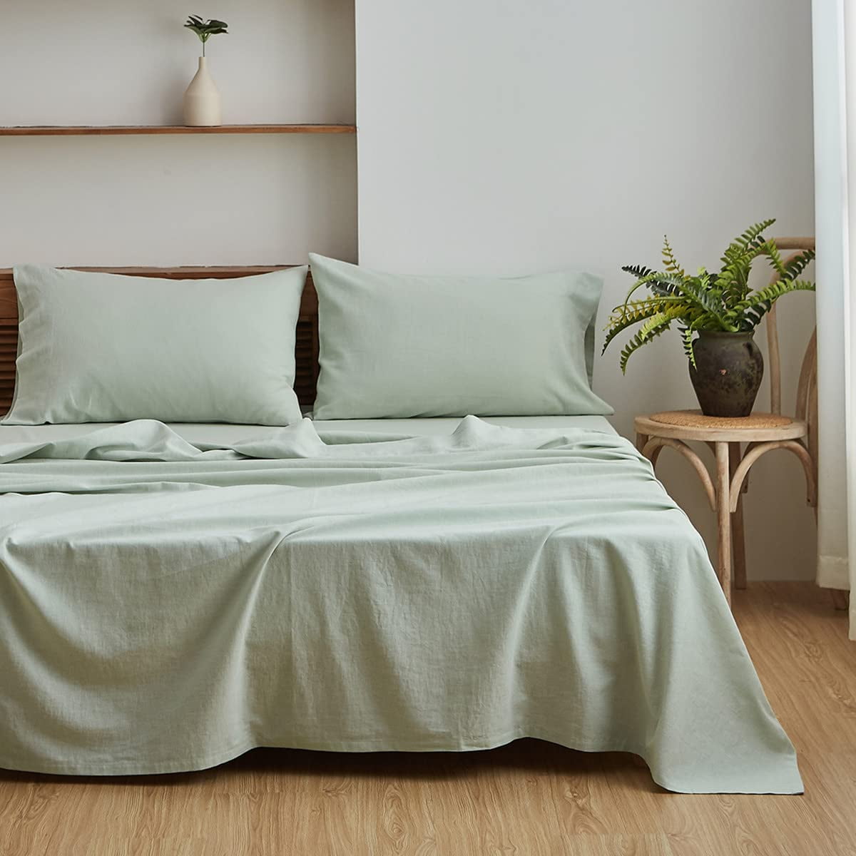 Simple&Opulence Linen Sheet Set-Linen Cotton Blend Bedding set-4 Pieces ...