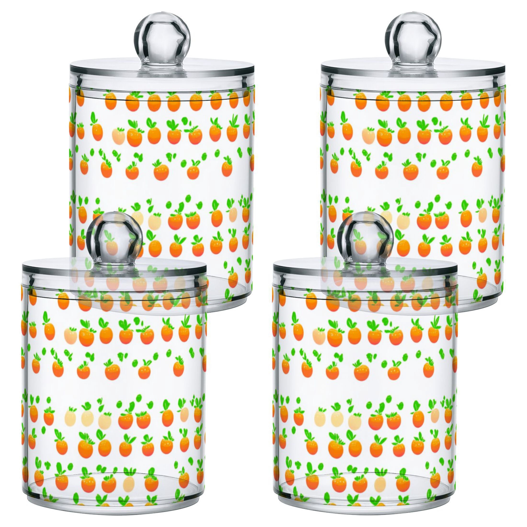 Simple Orange Pattern Bathroom Canisters Set of 4 Translucent Plastic ...