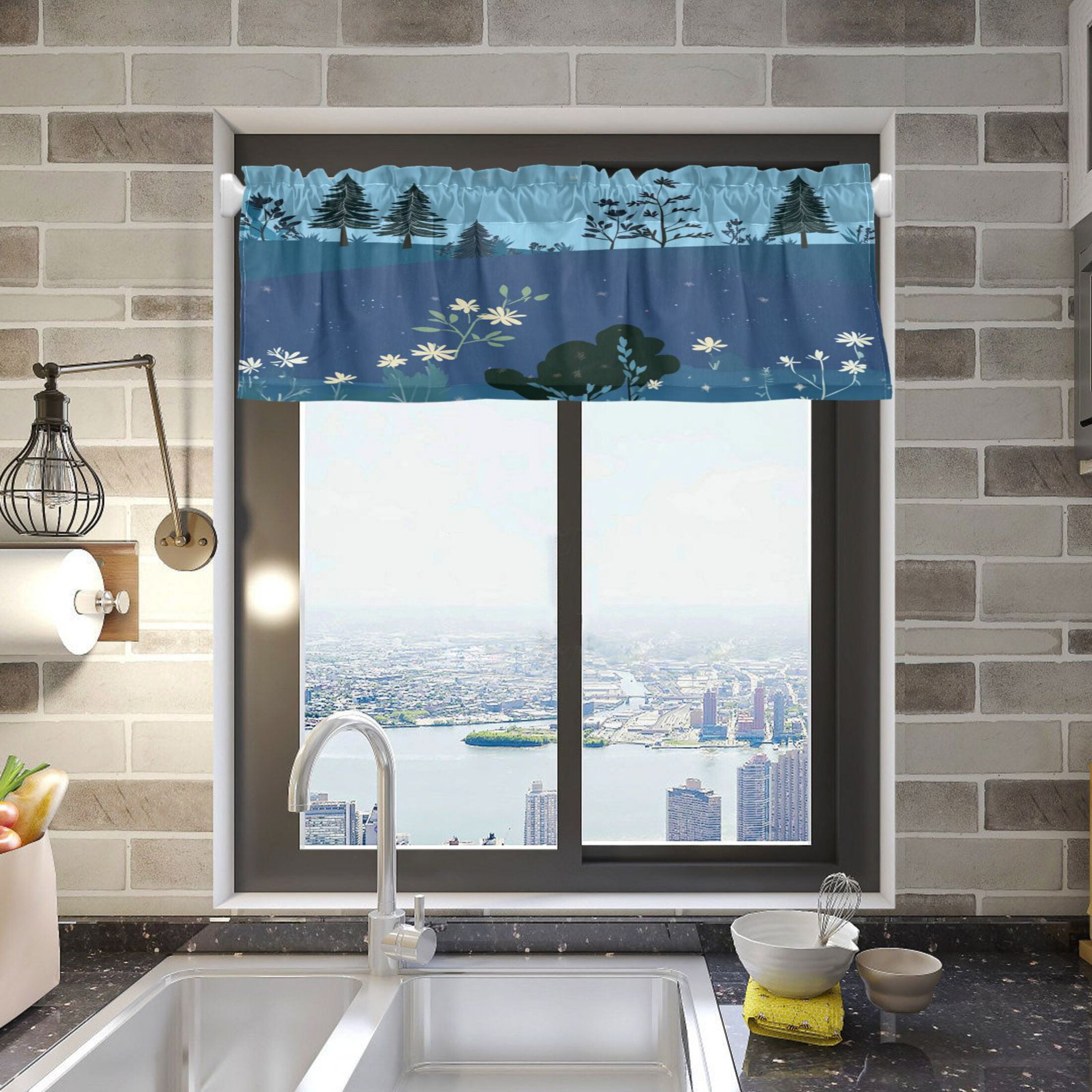 Simple Outdoor Scene Curtain Valances Window Treatment Rod Pocket Drape ...