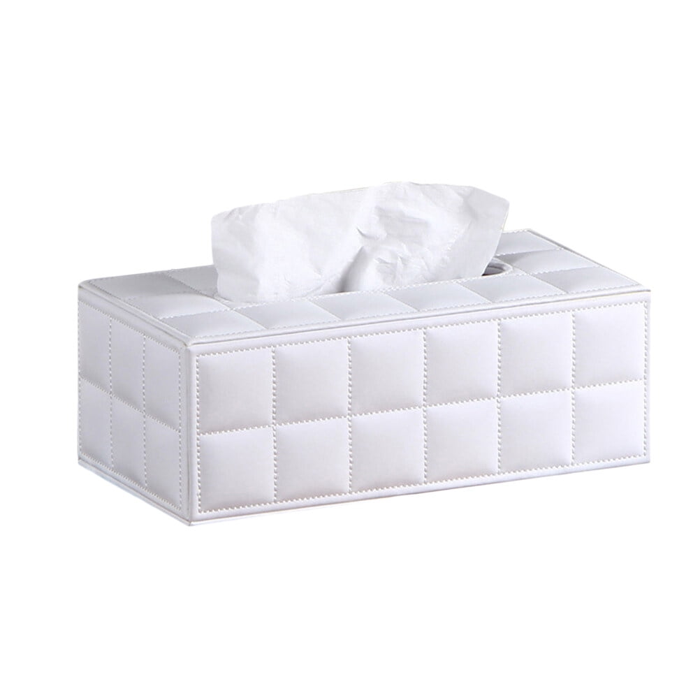 Simple PU Tissue Box for Organizing Paper Sturdy White Desktop Napkin ...