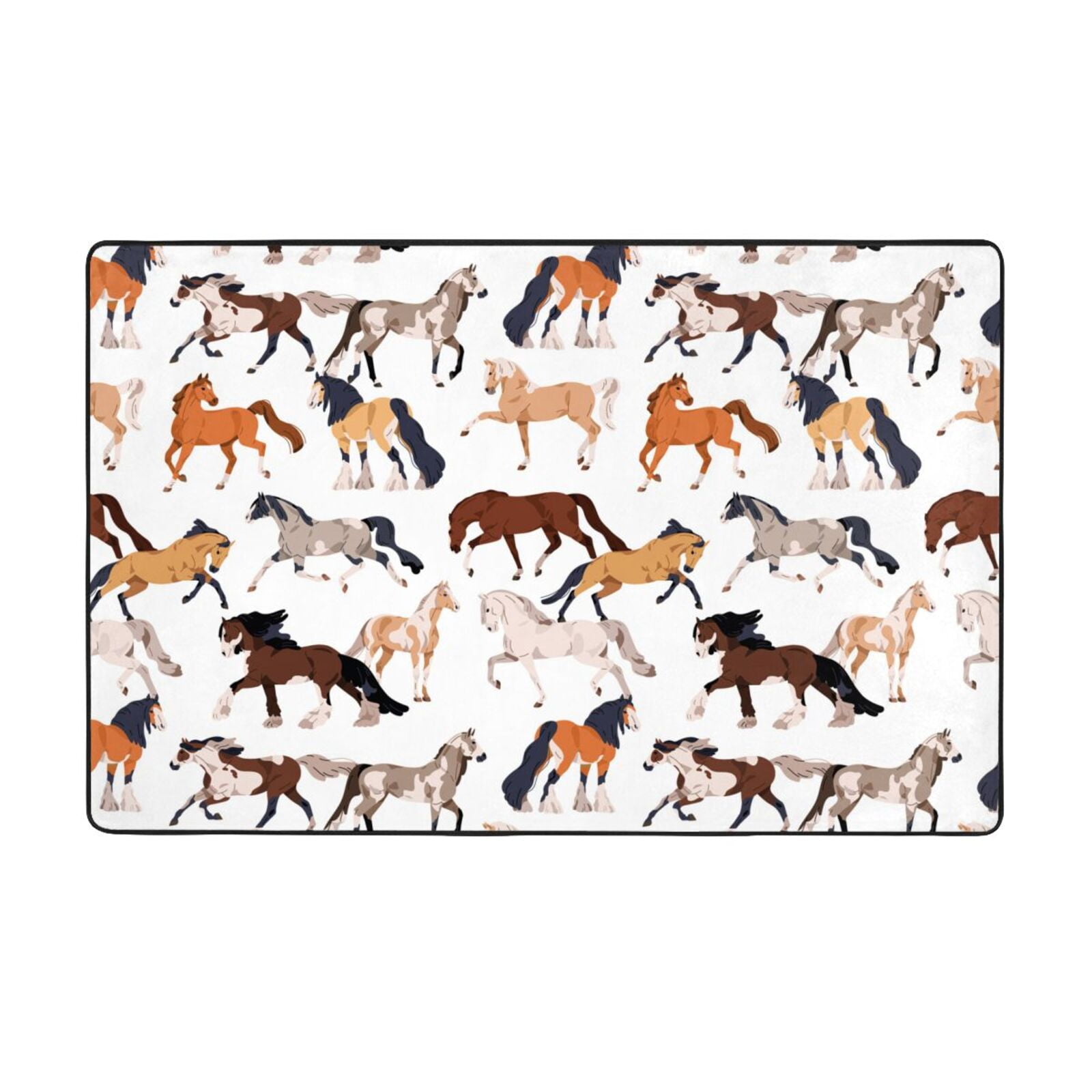 Simple Painted Cool Horse_A Soft Indoor Outdoor Rug, Washable Rugs for ...