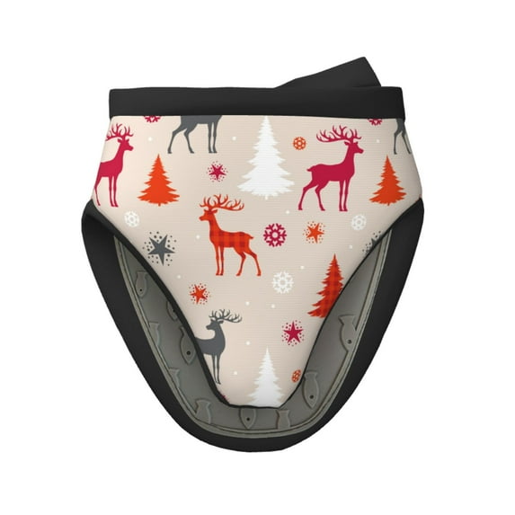 Simple Painted Deer Trees Stars Oven Mitts Heat Resistant, Soft Lining ...