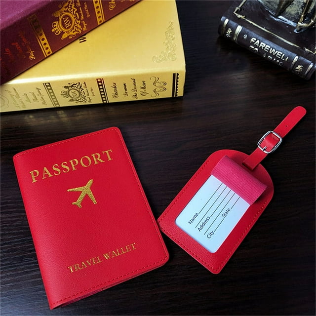 Simple Passport Holder And Luggage Tag Leather Travel Sets Couple ...