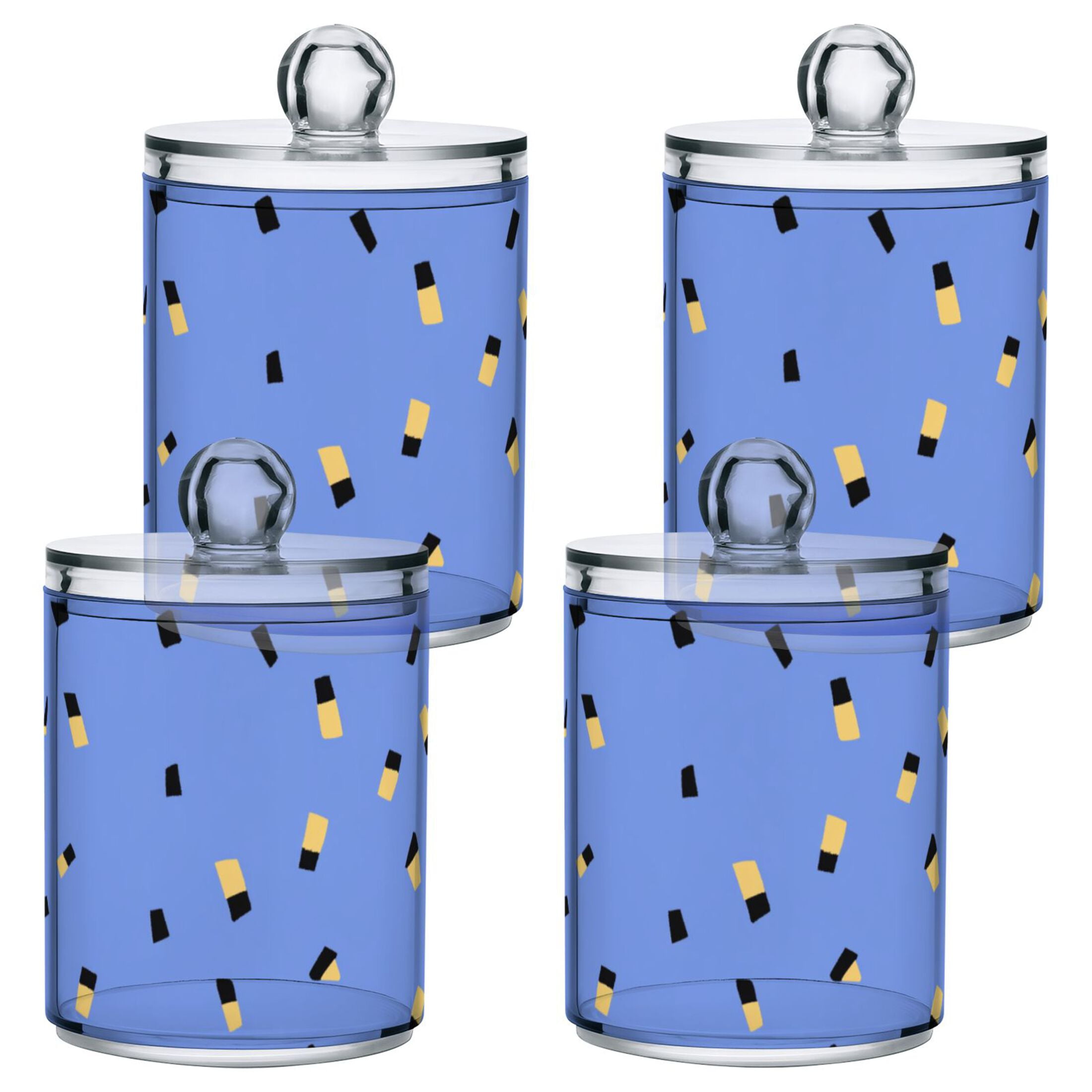 Simple Pattern Decoration Bathroom Canisters Set of 4 Translucent ...