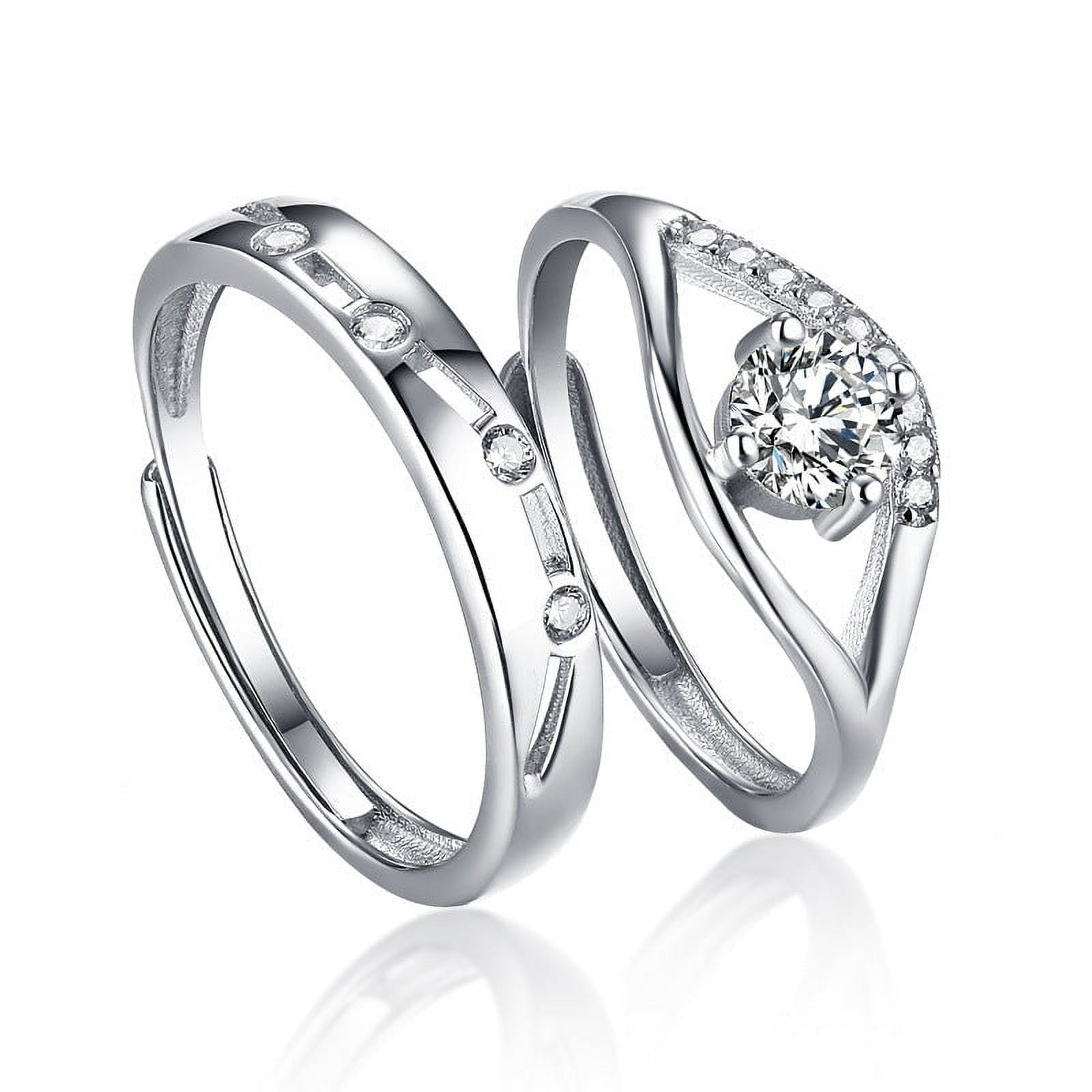 Simple Personality Sterling Silver Male And Female Couples Adjustable ...