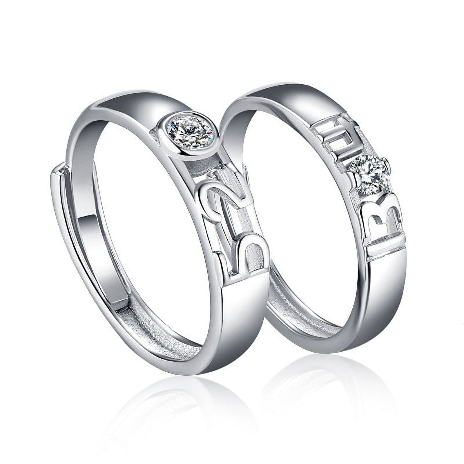 Simple Personality Sterling Silver Male And Female Couples Adjustable ...