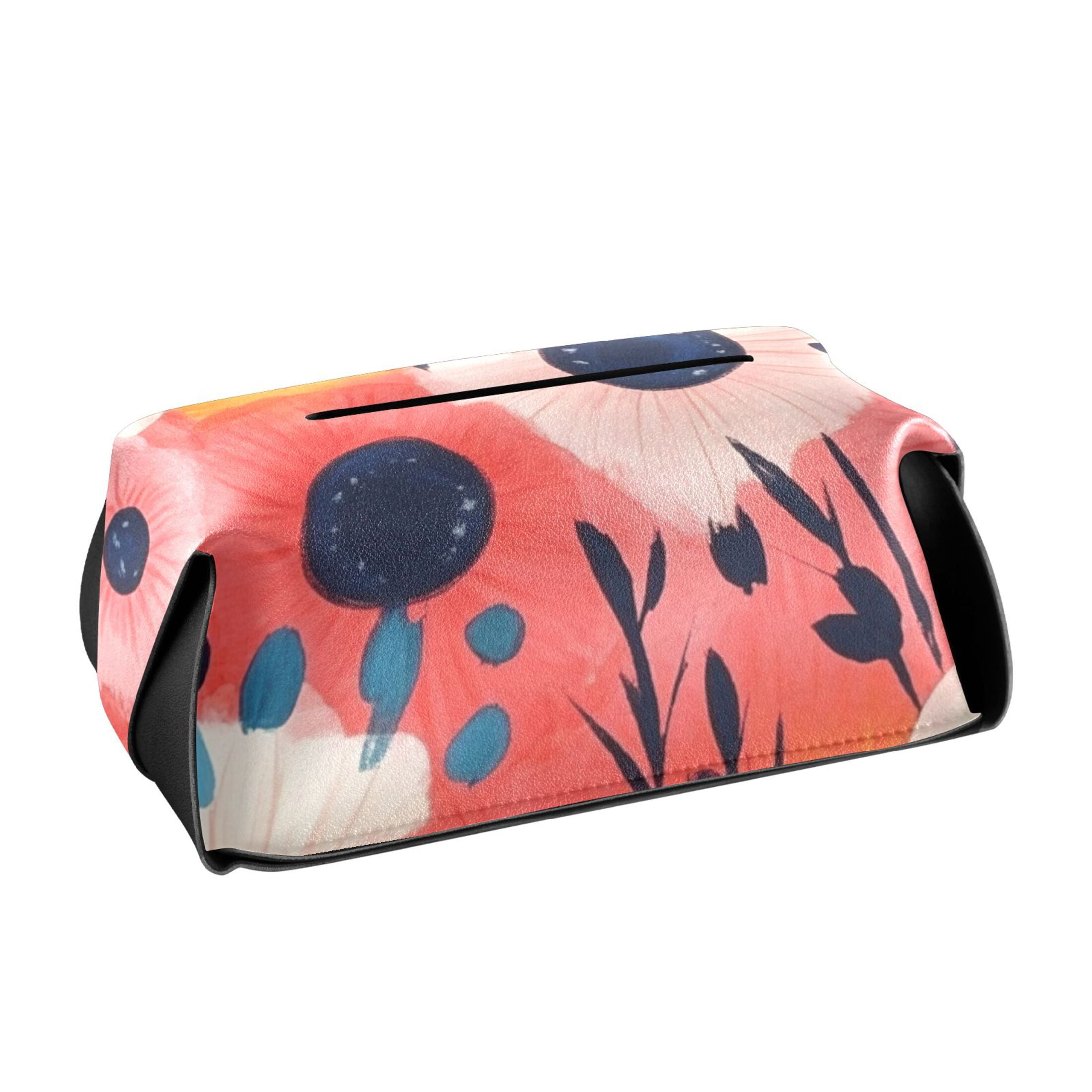 Simple Pink Flowers Tissue Box Cover Leather Square Rectangle Tissue ...