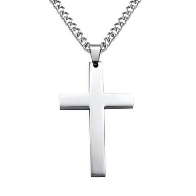 CAIROYAR Simple Cross Pendant Chain Silver, Necklace Men - Walmart.com