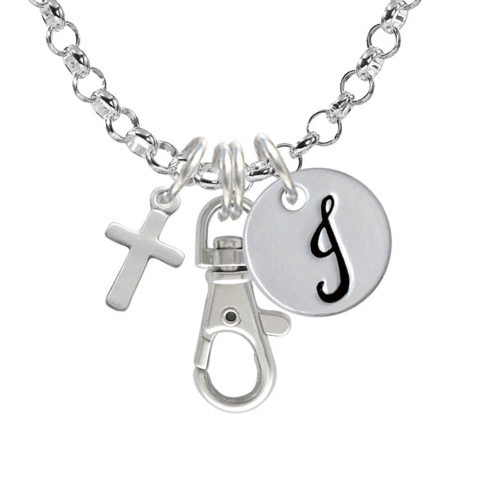 Simple Plain Small Cross - J - Initial Badge Clip Necklace - Walmart.com