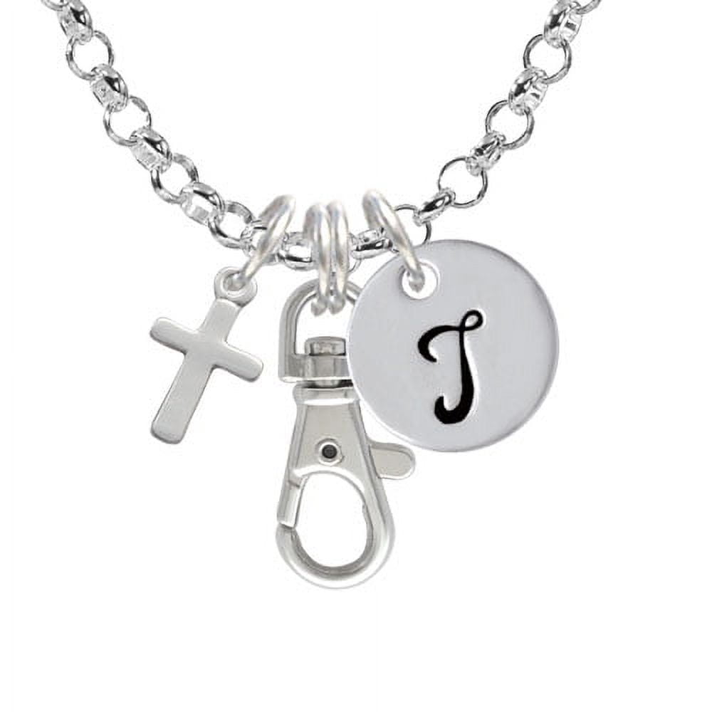 Simple Plain Small Cross - T - Initial Badge Clip Necklace - Walmart.com