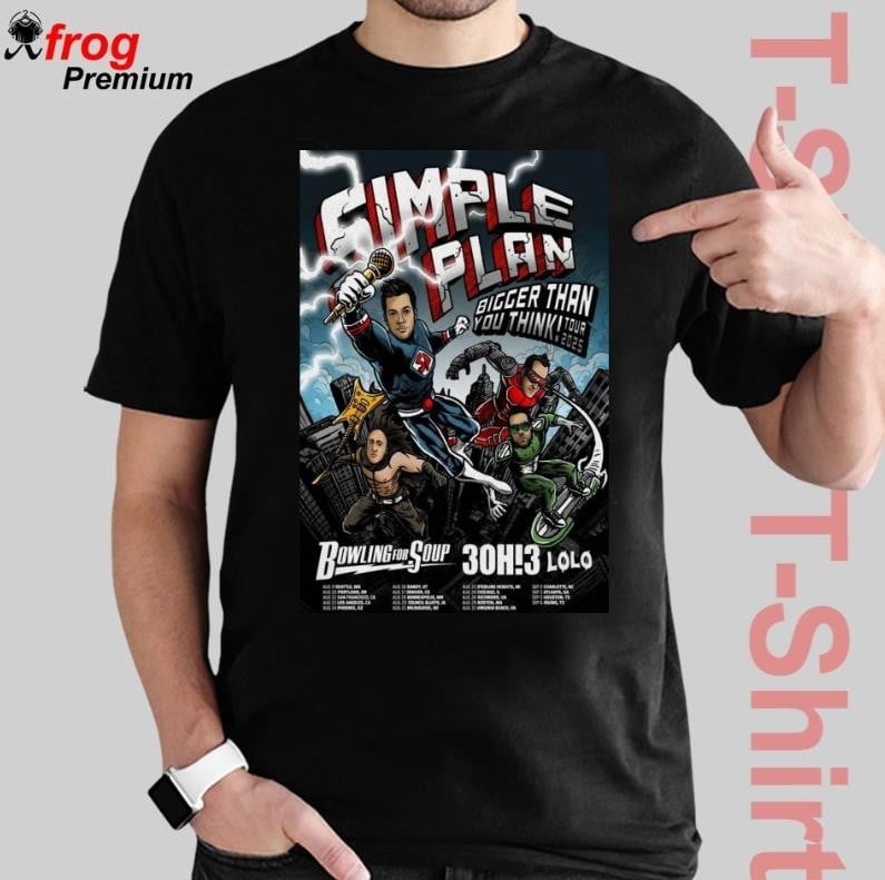 Simple Plan And Bfs, 3Oh3 Bigger Than You Think Tour 2025 Poster Shirt ...