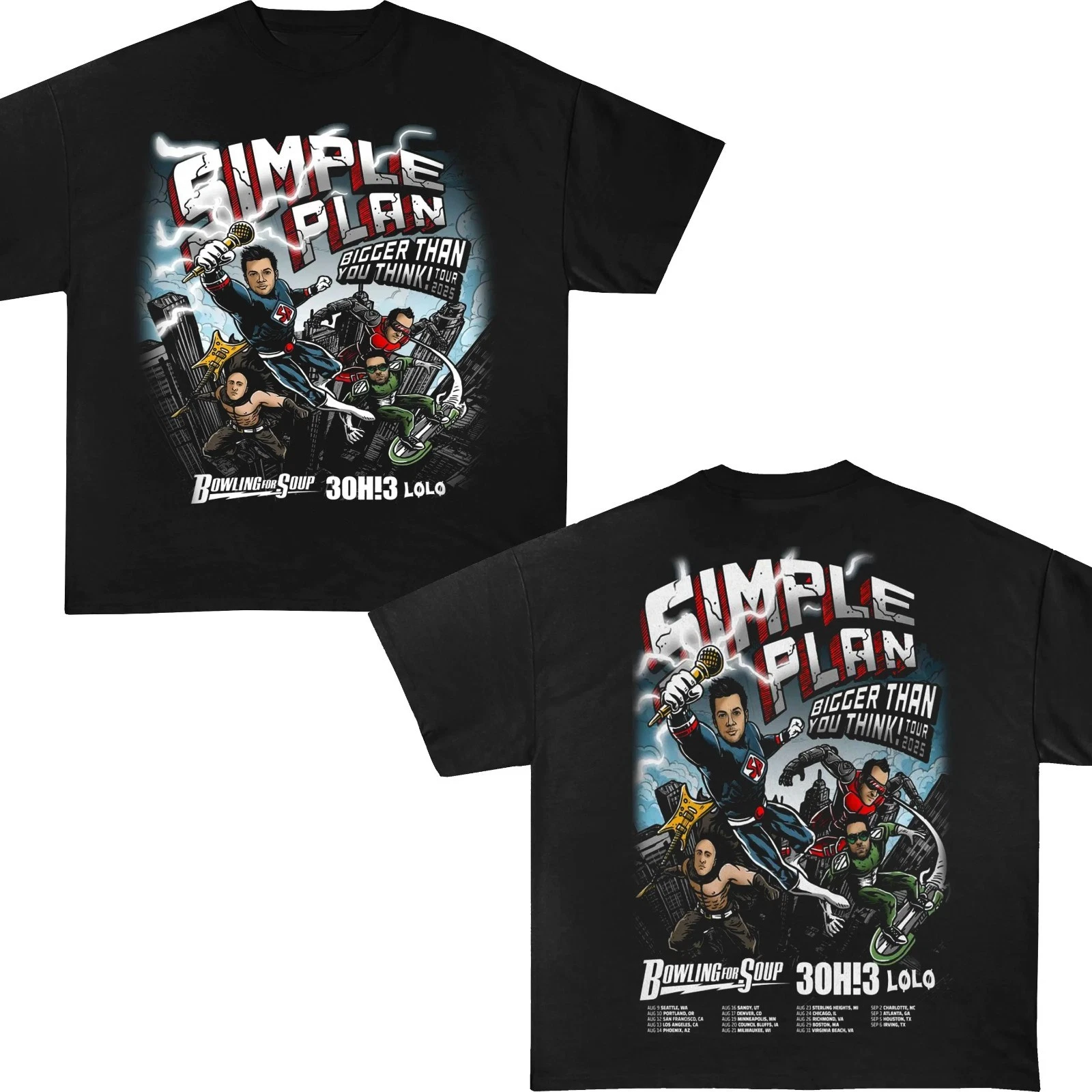 Simple Plan Bigger Than You Think! Tour 2025 Tshirt, Simple Plan T ...