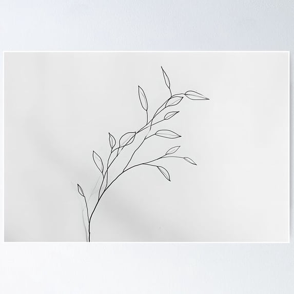 Simple Plant Illustration Poster Wall Art, Modern Wall Decor For Living ...
