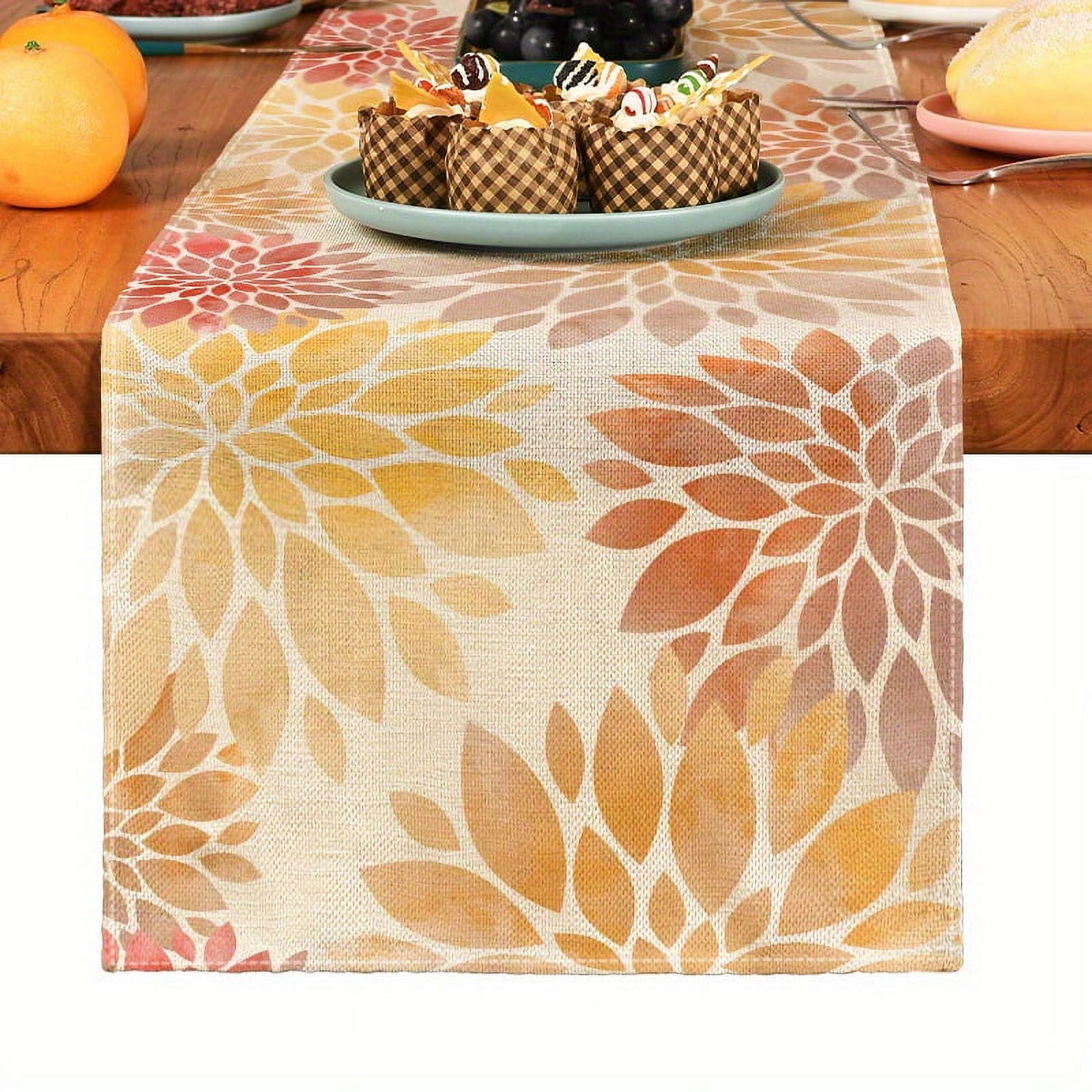 Simple Plant Printed Linen Table Runners Bohemia Dresser Scarf Table r ...